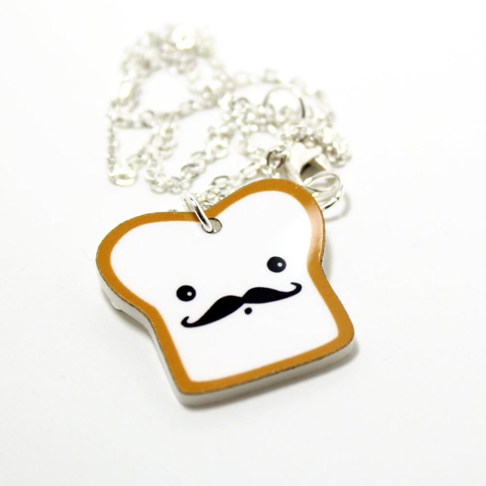 French Toast Acrylic Charm Necklace On Silver Plated Chain on Luulla